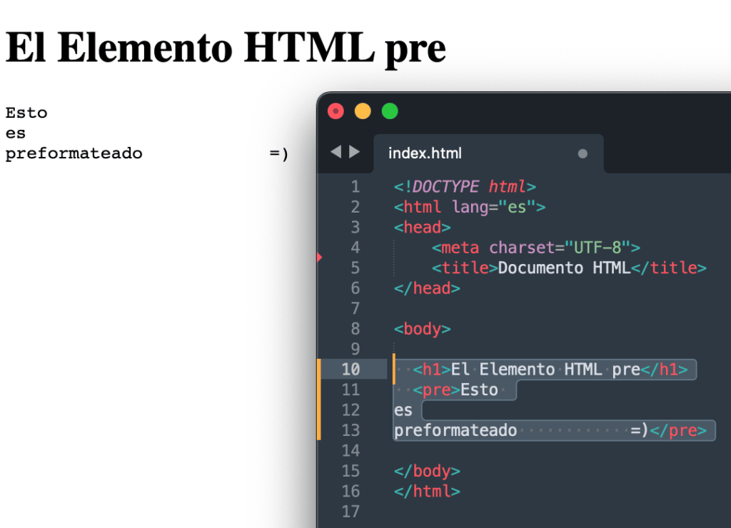 Etiqueta PRE con Ejemplos » HTML desde Cero